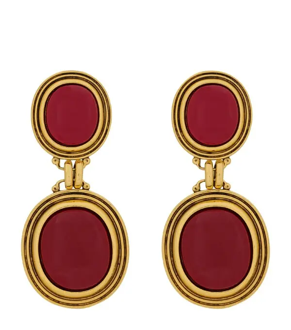 Saint Laurent Pendant Cabochon Clip-on Earrings - Metallic