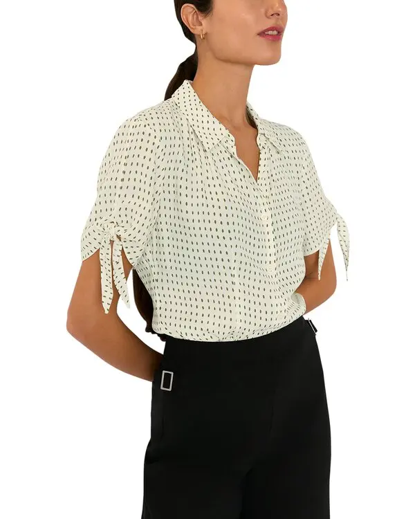 Whistles Oval Spot Tie Sleeve Shirt