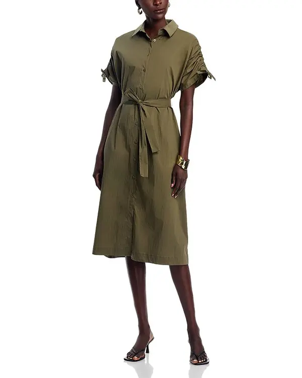 LA FEE MARABOUTEE Tie Waist Elbow Sleeve Shirt Dress