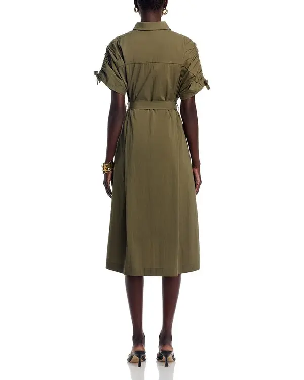 LA FEE MARABOUTEE Tie Waist Elbow Sleeve Shirt Dress