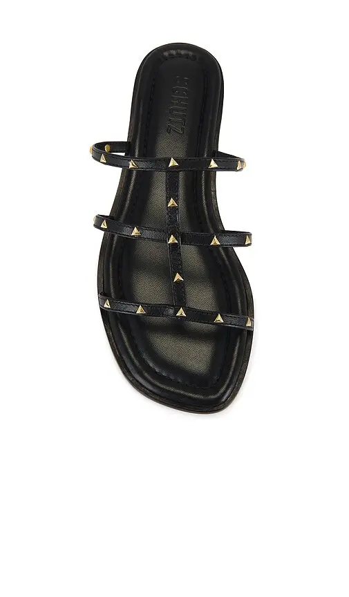 Schutz Lydia Studded Leather Flat Sandals