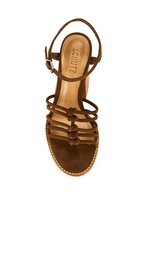 Schutz Strappy Knot Detail Block Heel Sandal