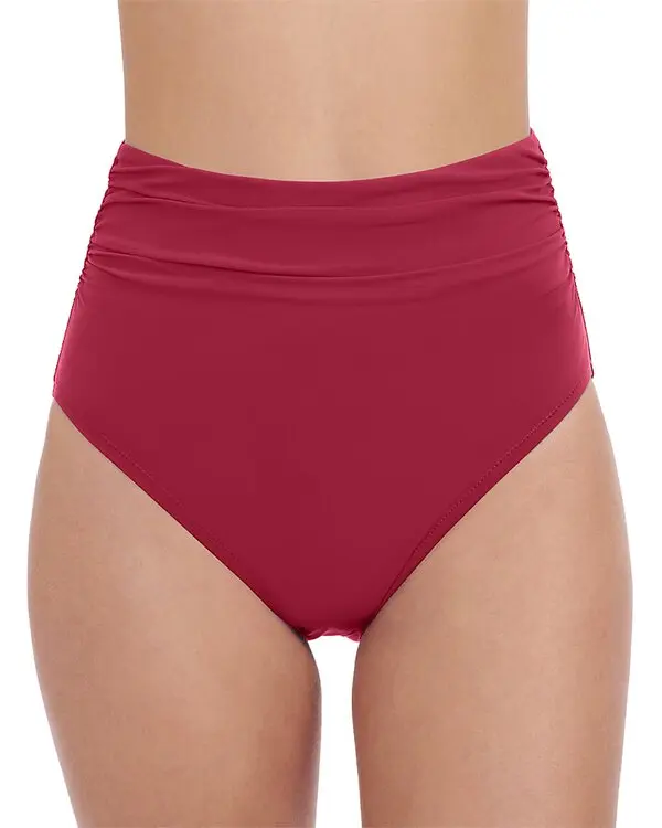GOTTEX Shirred High-waist Bikini Bottom - Brick