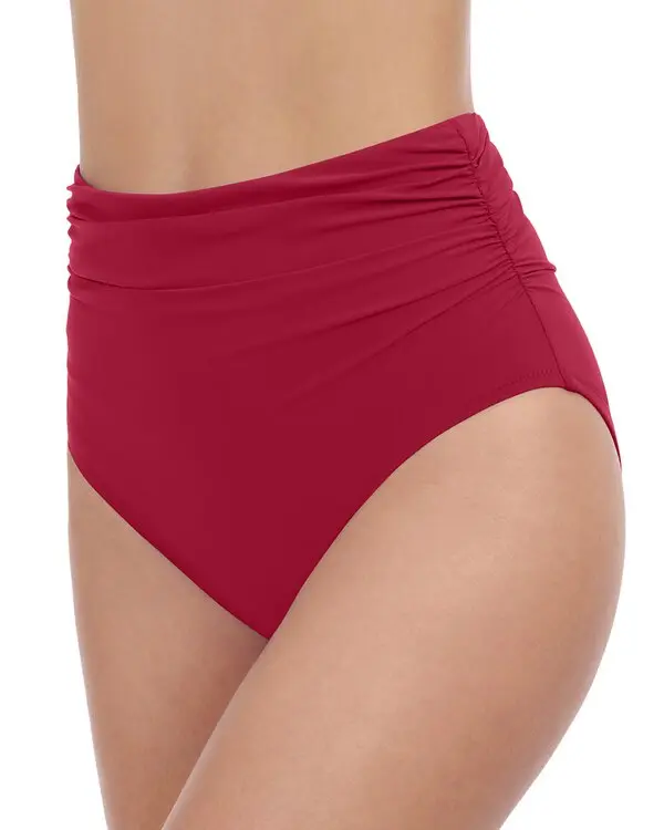 GOTTEX Shirred High-waist Bikini Bottom - Brick