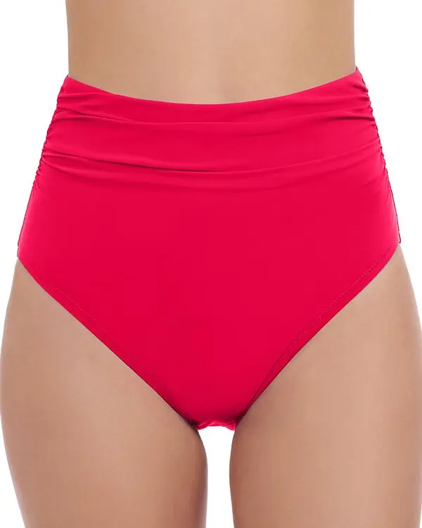 GOTTEX Shirred High-waist Bikini Bottom - Rose Red