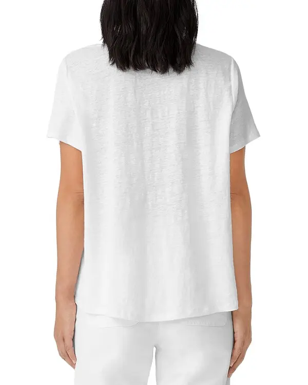 Eileen Fisher Linen Crewneck Short Sleeve Tee - White
