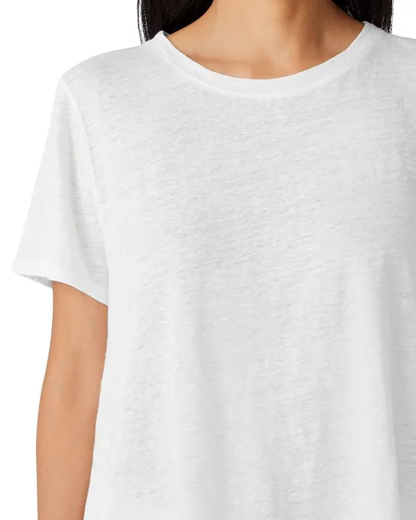 Eileen Fisher Linen Crewneck Short Sleeve Tee - White