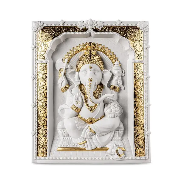 LLADRO Lord Ganesha Wall Art Relief Sculpture - Multi