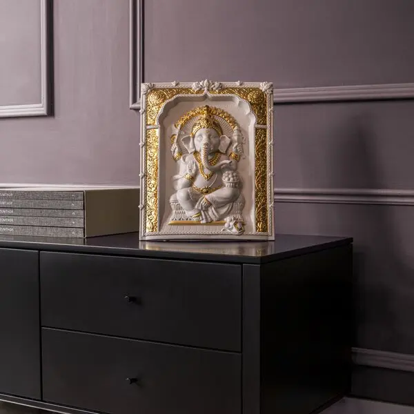 LLADRO Lord Ganesha Wall Art Relief Sculpture