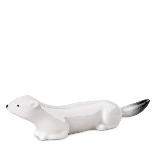 LLADRO Ermine And Crane Chopsticks Holders With Wooden Chopsticks