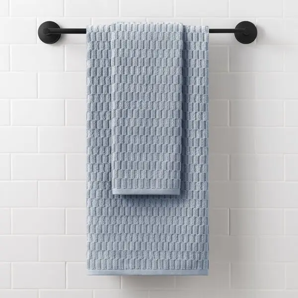 Dkny Metro Tile Quick Dry Bath & Hand Towel Set - Blue
