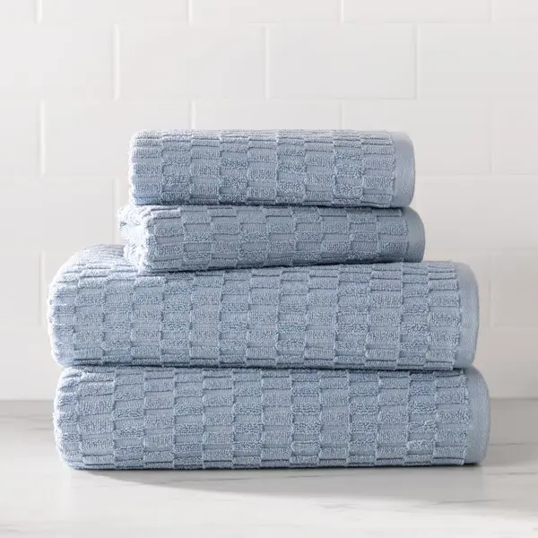 Dkny Metro Tile Quick Dry Bath & Hand Towel Set - Blue