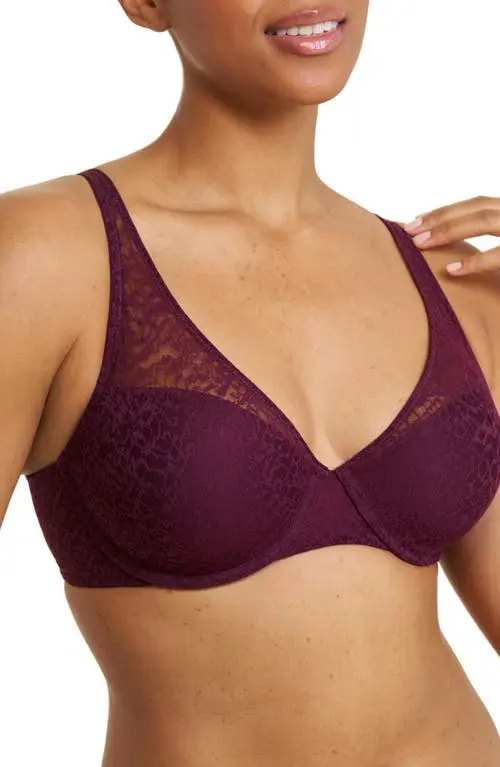 Natori Pretty Smooth Lace Underwire T-shirt Bra - Pinot Noir