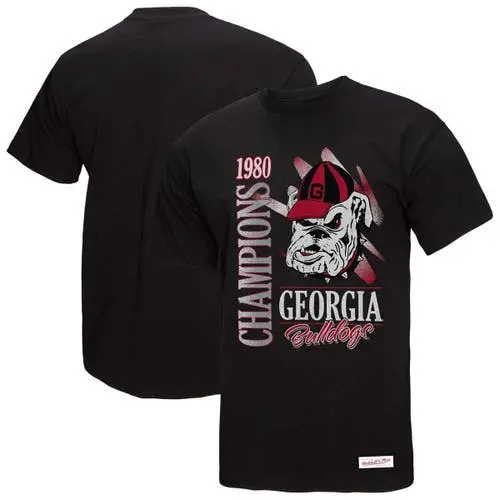 Mitchell & Ness Georgia Bulldogs Retro Brush Mineral Wash T-shirt - Black
