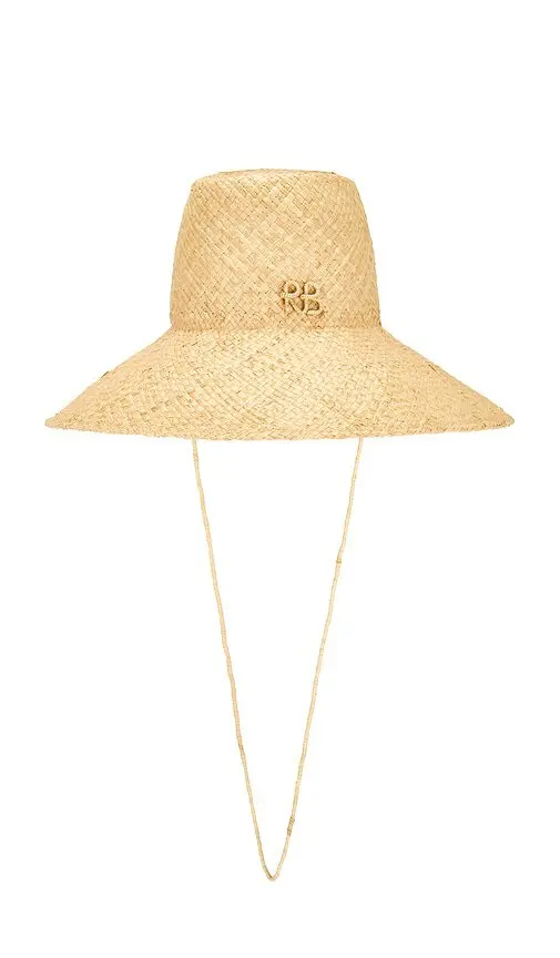 Ruslan Baginskiy Monogram-embellished Wide Brim Hat - Natural Straw