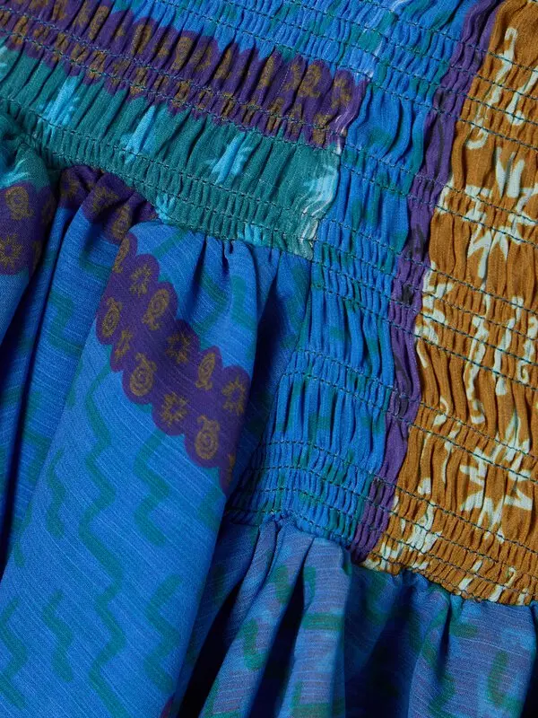 DONDE ESTEBAN Estrellitas Tiered Smocked Printed Chiffon Mini Skirt