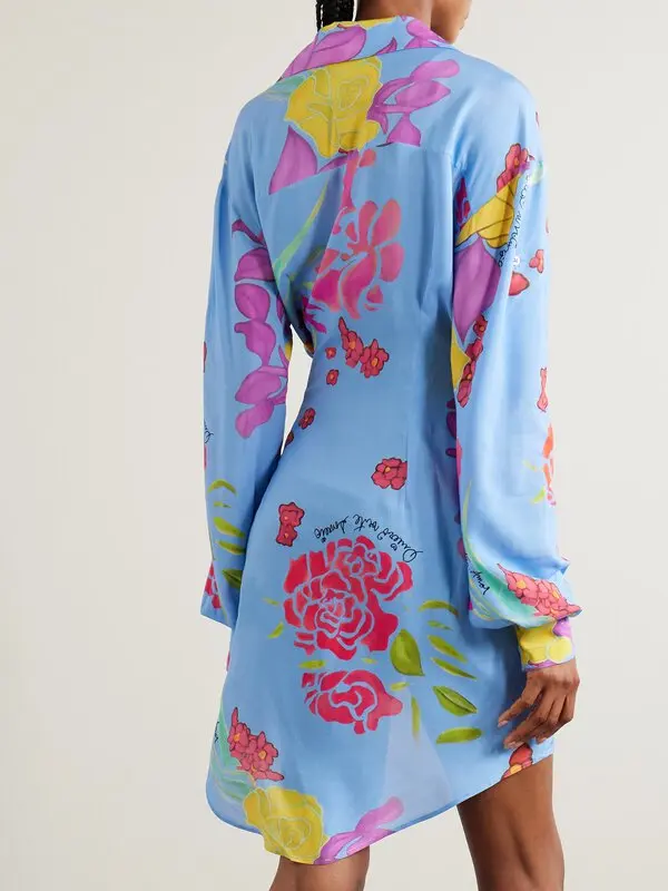 DONDE ESTEBAN Cielo Floral-print Crepe Mini Wrap Dress