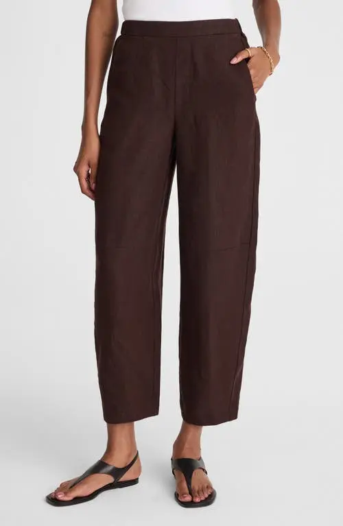 Madewell Barrel Leg Crop Linen Pants - Charred Oak
