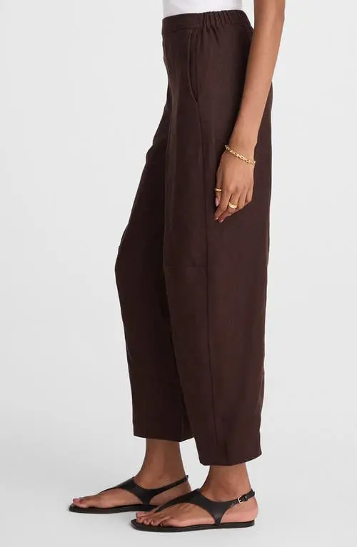 Madewell Barrel Leg Crop Linen Pants - Charred Oak
