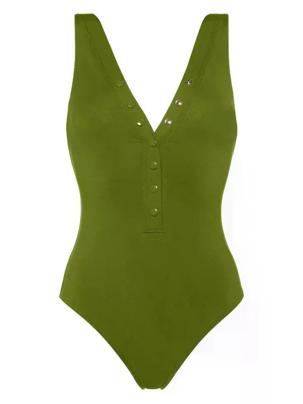 ERES Icône V-neck Press-stud Swimsuit - Green