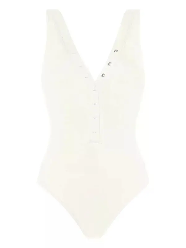 ERES Icône Ribbed Snap-detail Swimsuit - White