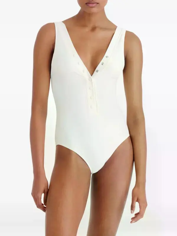 ERES Icône Ribbed Snap-detail Swimsuit - White