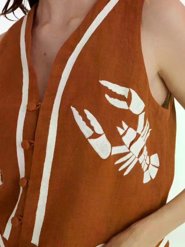 ERES Oursin Embroidered Sleeveless Vest