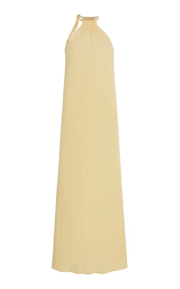 Bevza Spikelet Crepe Maxi Dress