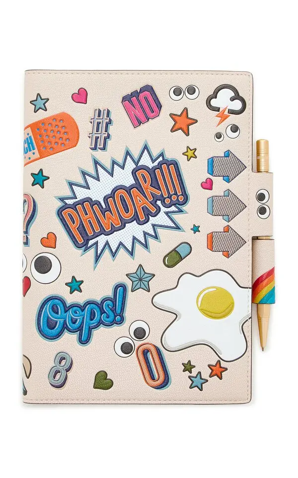ANYA HINDMARCH Sticker Leather A5 Journal - White