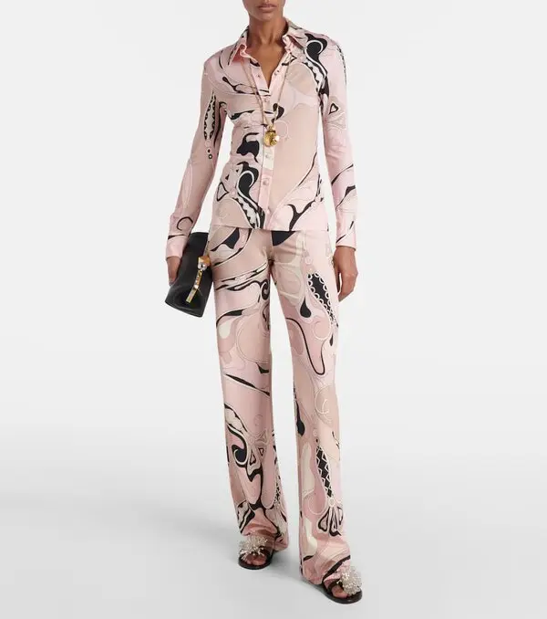Emilio Pucci Orchidee Jersey Wide-leg Pants