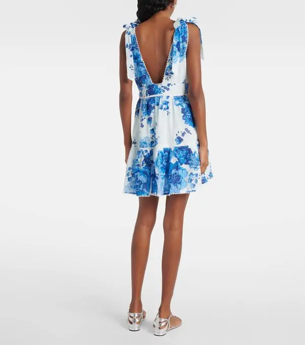 Poupette St Barth Cara Floral Cotton Minidress - Blue
