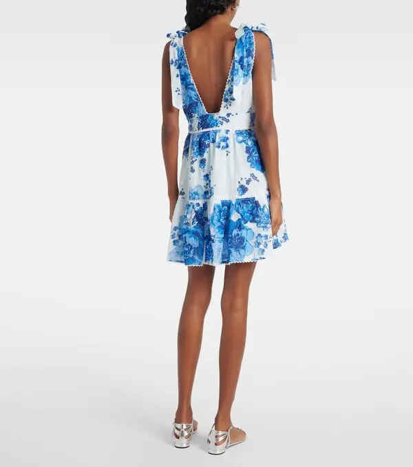 Poupette St Barth Cara Floral Cotton Mini Dress - Blue