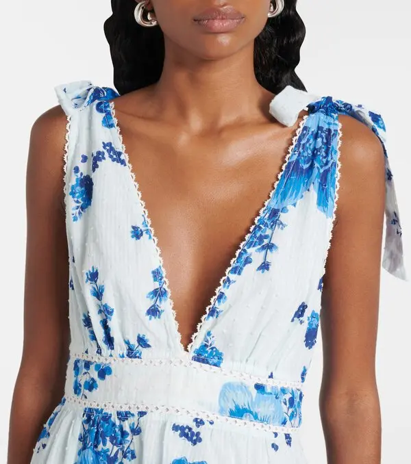 Poupette St Barth Cara Floral Cotton Mini Dress - Blue