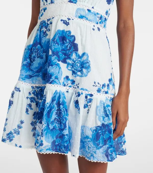 Poupette St Barth Cara Floral Cotton Mini Dress - Blue