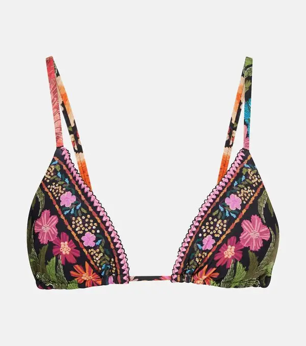 Farm Rio Stitched Garden Tapestry Bikini Top - Multicoloured