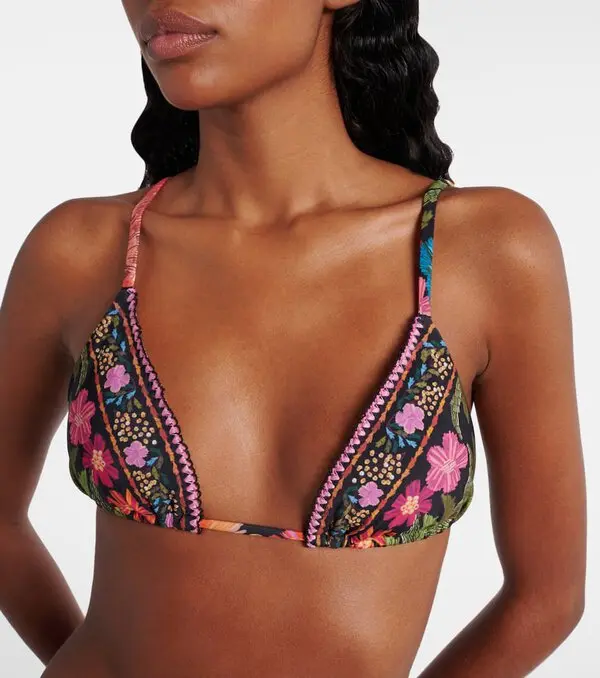 Farm Rio Stitched Garden Tapestry Bikini Top