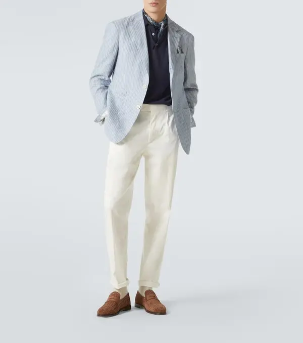 Dunhill Striped Linen-blend Blazer