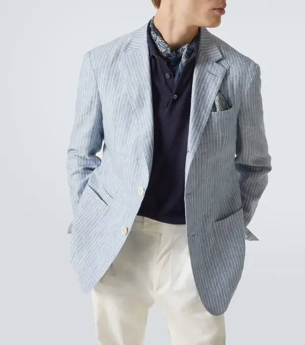 Dunhill Striped Linen-blend Blazer