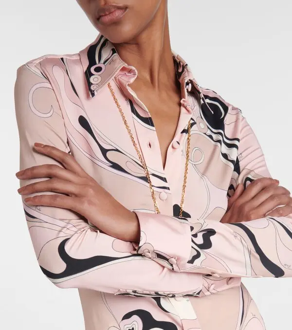 Emilio Pucci Orchidee Satin Jersey Shirt - Pink