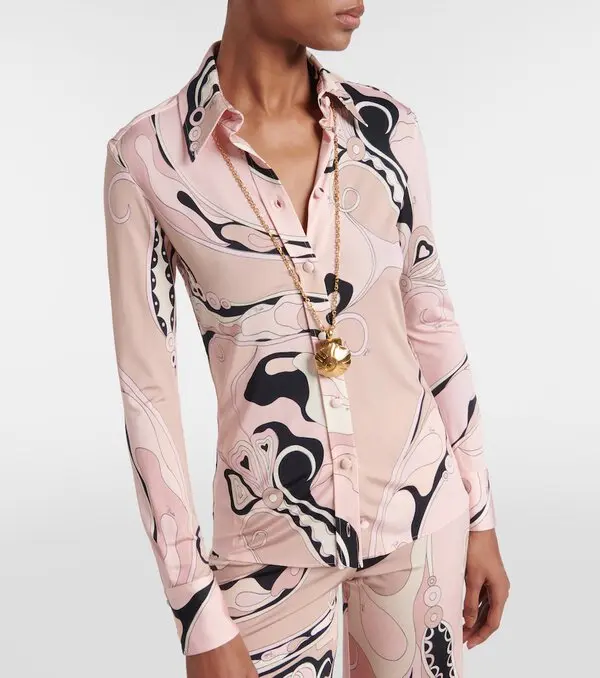 Emilio Pucci Orchidee Satin Jersey Shirt - Pink