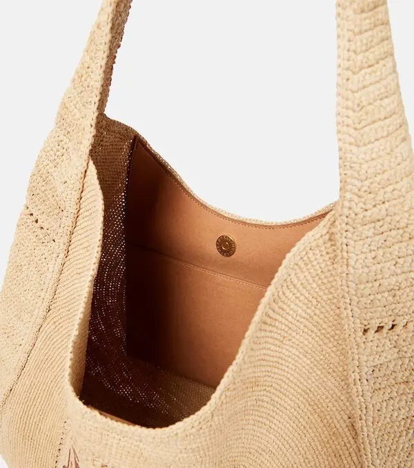Stella McCartney Logo Embroidered Raffia Tote - Beige