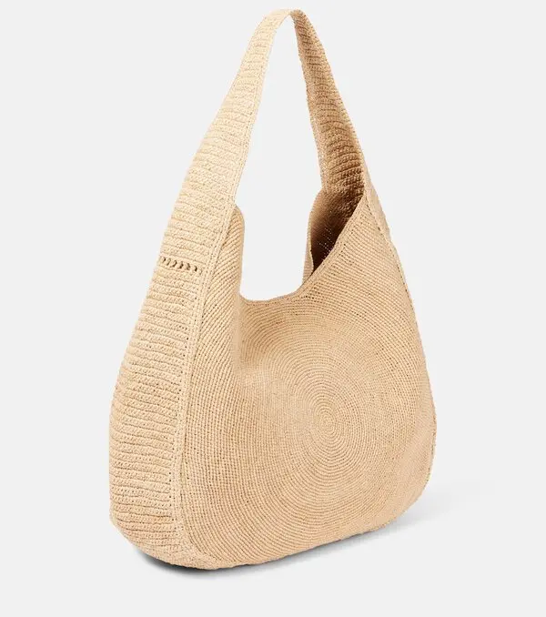 Stella McCartney Logo Embroidered Raffia Tote - Beige