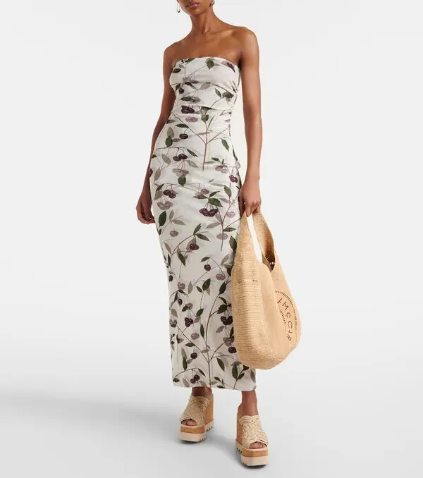 Stella McCartney Logo Embroidered Raffia Tote - Beige