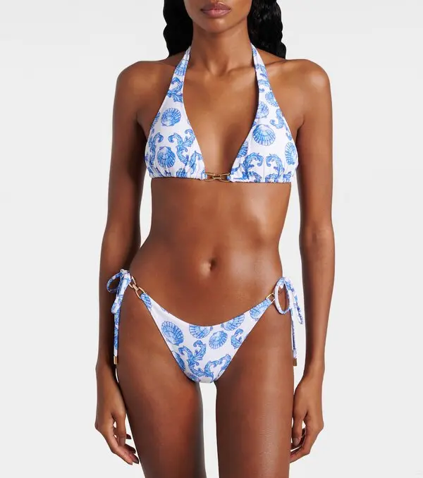 Melissa Odabash Bahamas Printed Bikini Top - Blue