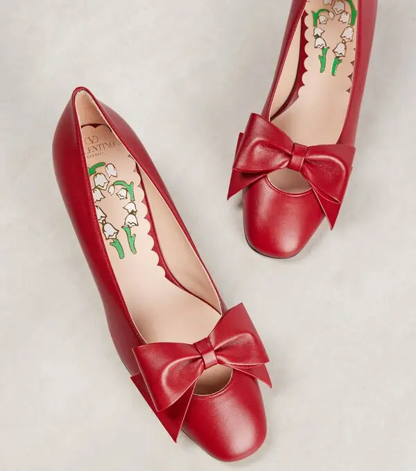 Valentino Garavani Bowow 45 Leather Pumps - Red