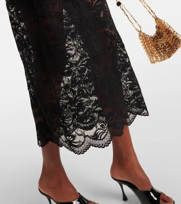 Rabanne Lace Midi Skirt - Black