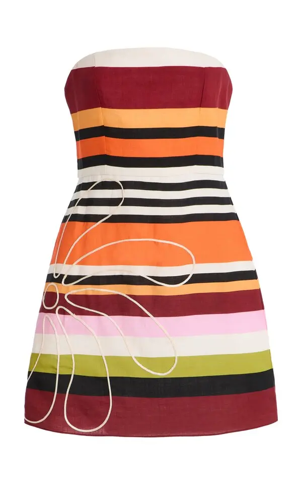 CALA DE LA CRUZ Roma Striped-linen Mini Dress - Multi