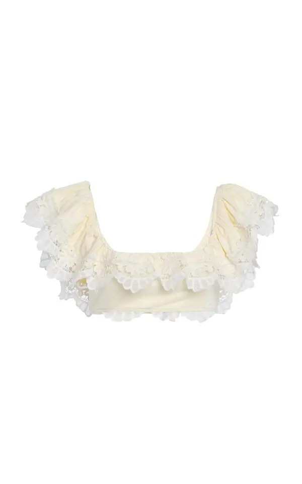 Sea Iyla Lace-trimmed Bikini Top - White