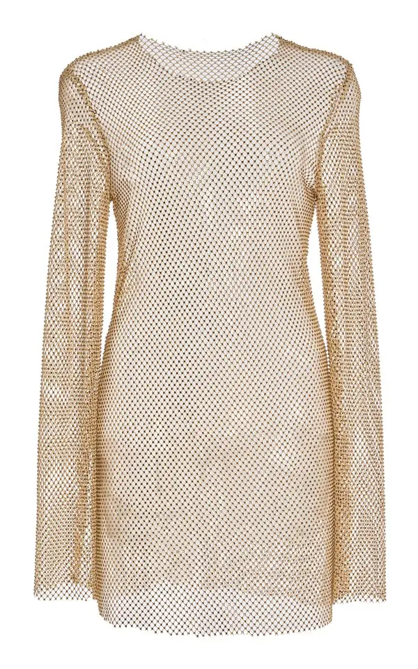 Tove Carmen Crystal-mesh Top - Neutral