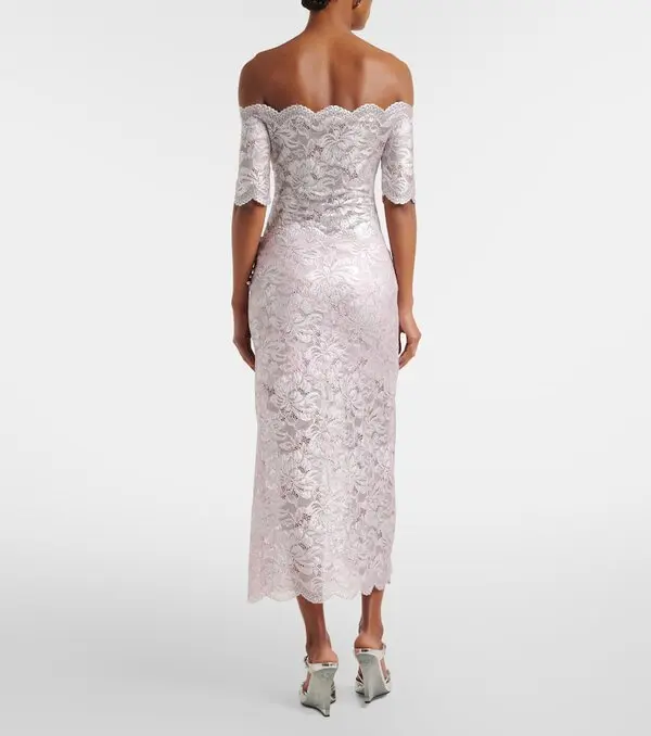 Rabanne Floral Lace Midi Skirt - Pink